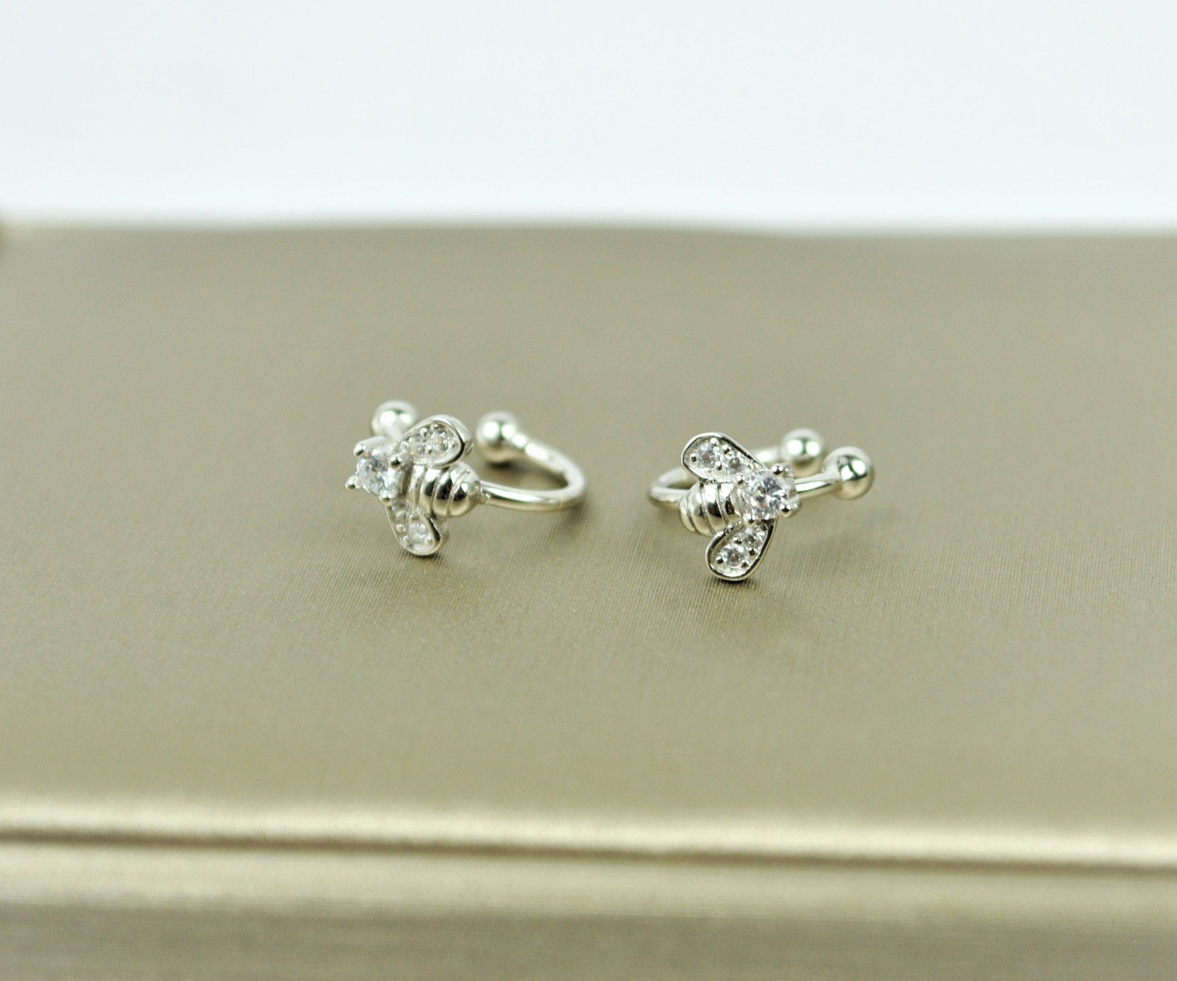 Sterling Silver Bee Ear Cuff No Piercing • Gold Bee Conch Earring Cuff ...