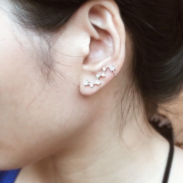 Celestial Star Ear Climber Earrings. Sterling Silver Cubic | Etsy