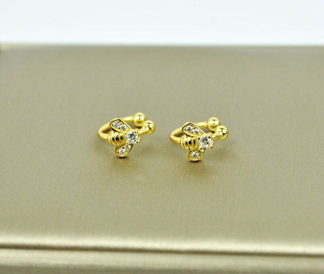 Sterling Silver Bee Ear Cuff No Piercing Gold Bee Conch - Etsy UK