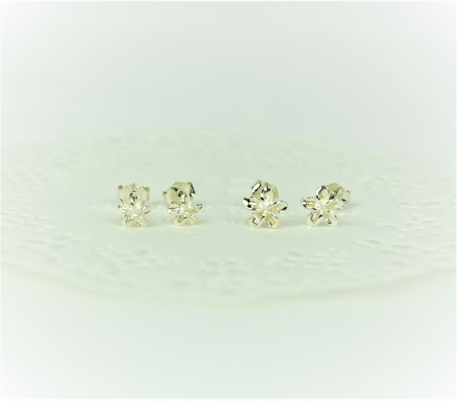 Tiny Silver Flower Stud Earrings. Small Sterling Silver | Etsy