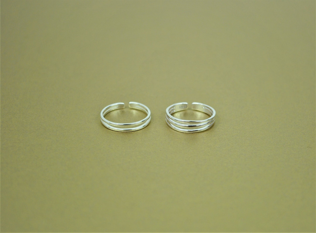Sterling Silver Double Band Pinky Ring • Simple Stacking Midi Ring Set ...