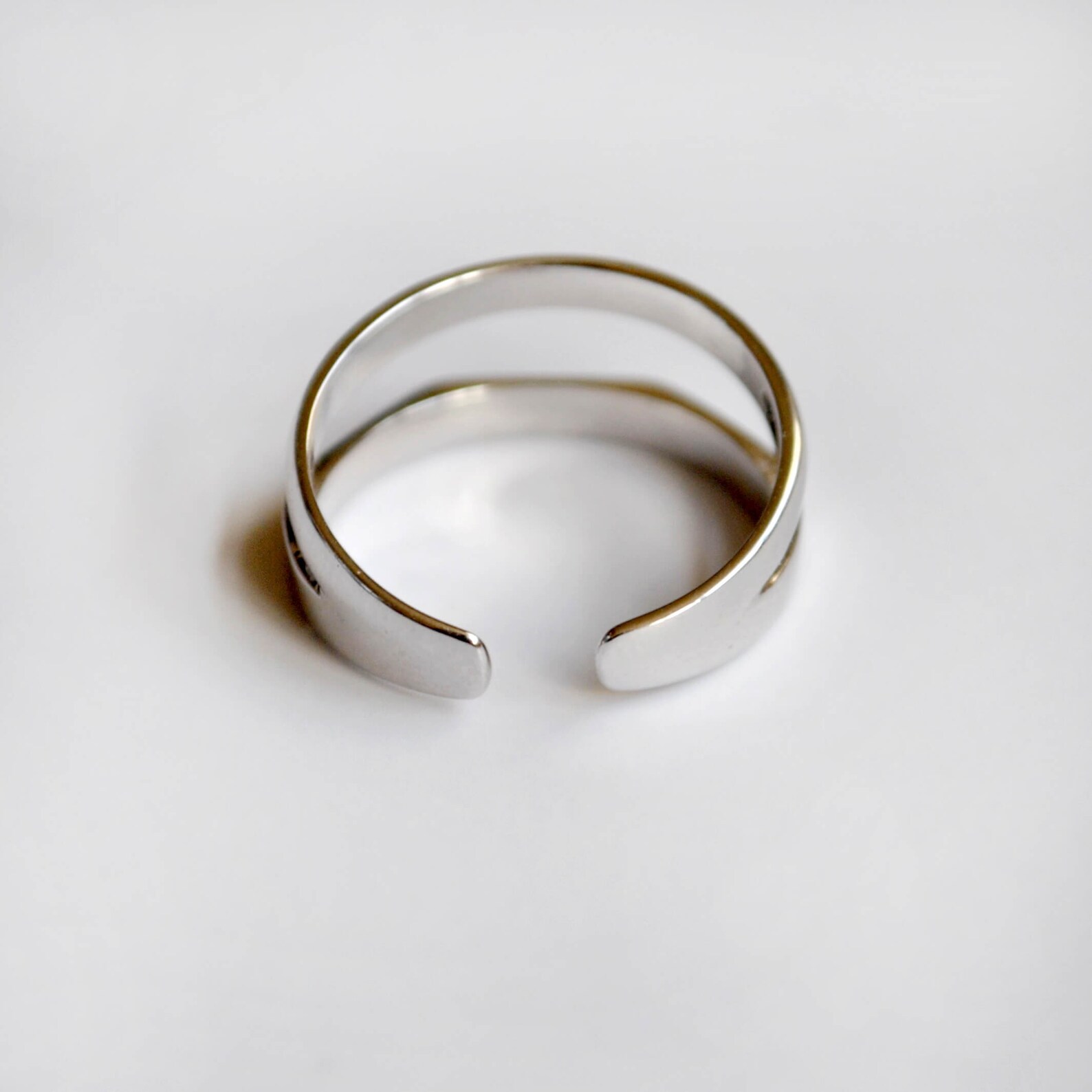 Sterling Silver Double Band Ring, Minimalist Open Band Stacking Ring ...
