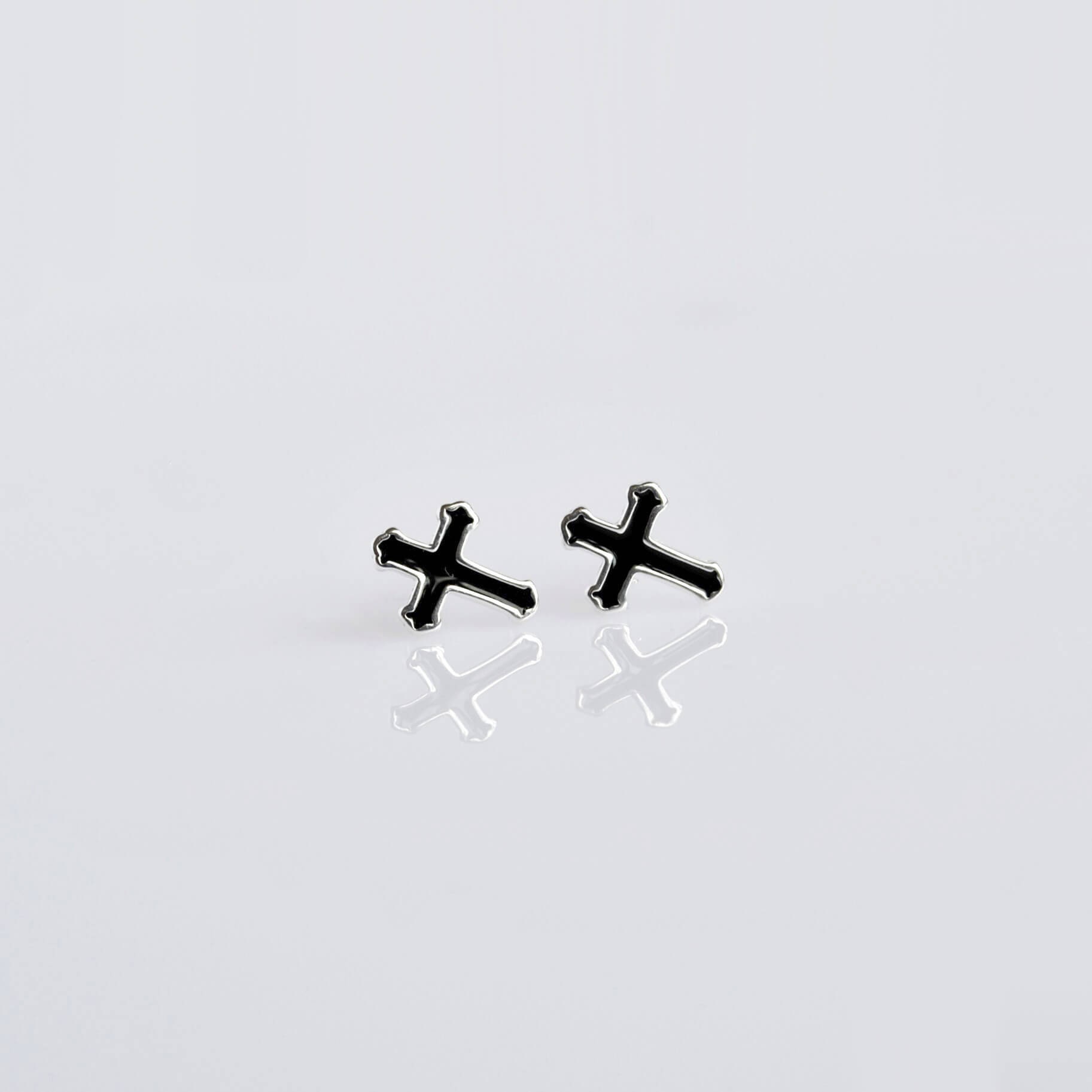 Sterling Silver Cross Stud Earrings. Goth Black Cross Screw Back Earrings. Minimalist Mens Punk Earrings Etsy