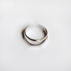 Sterling Silver Double Band Ring, Minimalist Open Band Stacking Ring ...