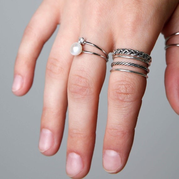 Sterling Silver Twisted Rope Ring for Women. Oxidized Silver | Etsy