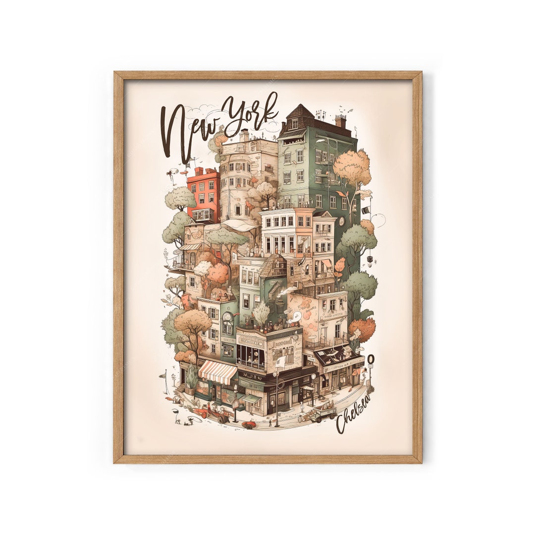 Map Art Wall Decor New York City Map the Big Apple Travel - Etsy