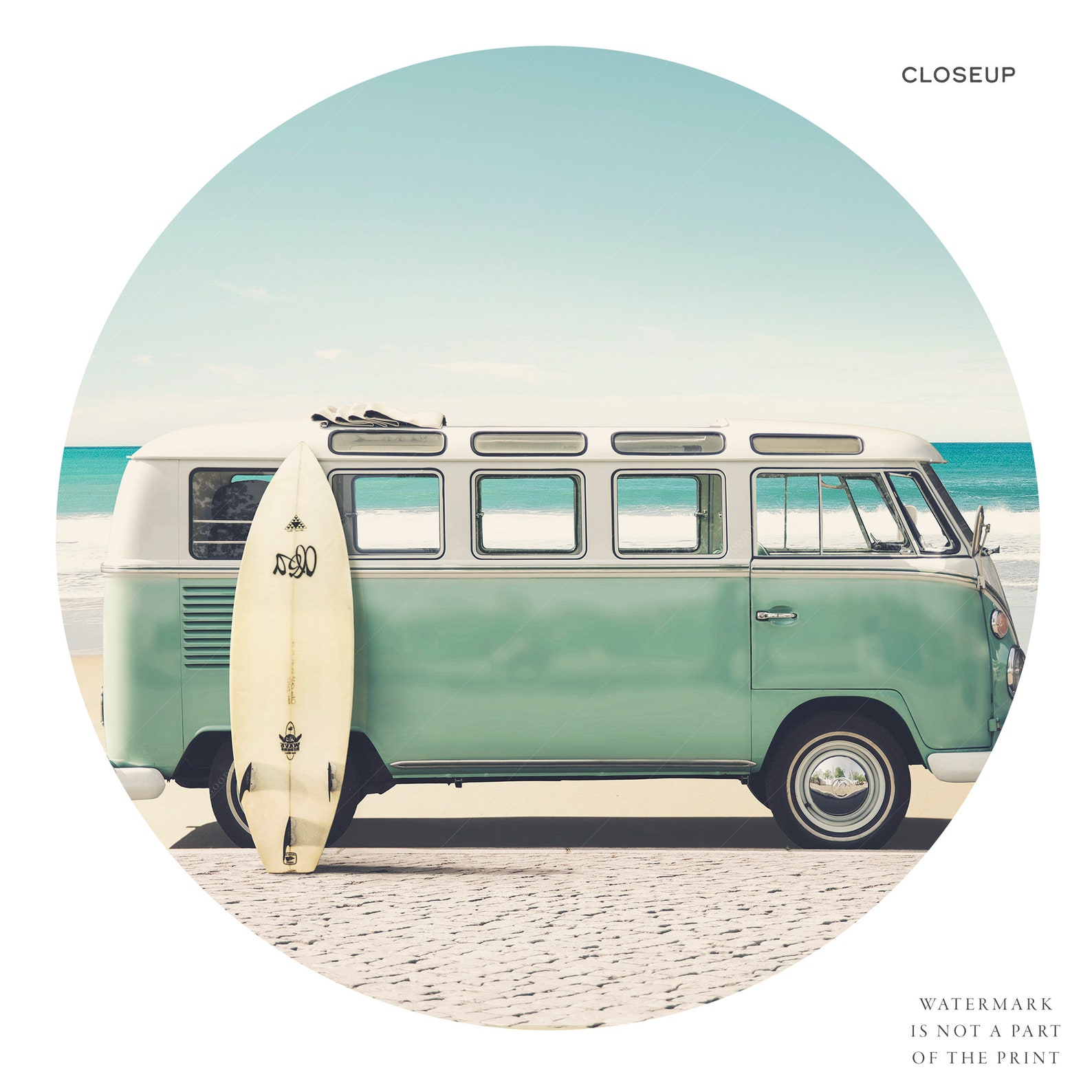 Beach Wall Art Turquoise Kombi Van Print Retro Art Boho - Etsy Canada