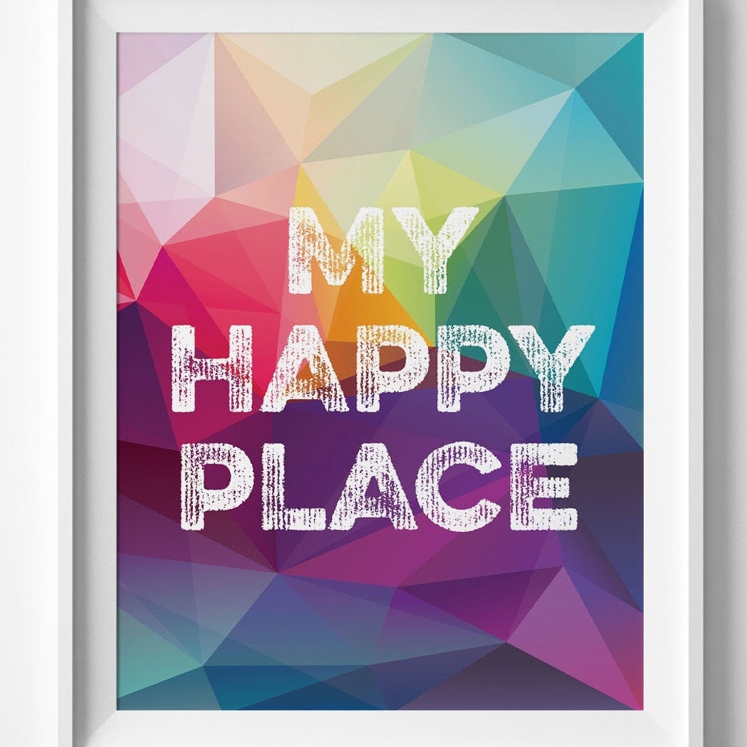 Living Room Wall Art, My Happy Place Print, Bedroom Decor, Kitchen Wall ...