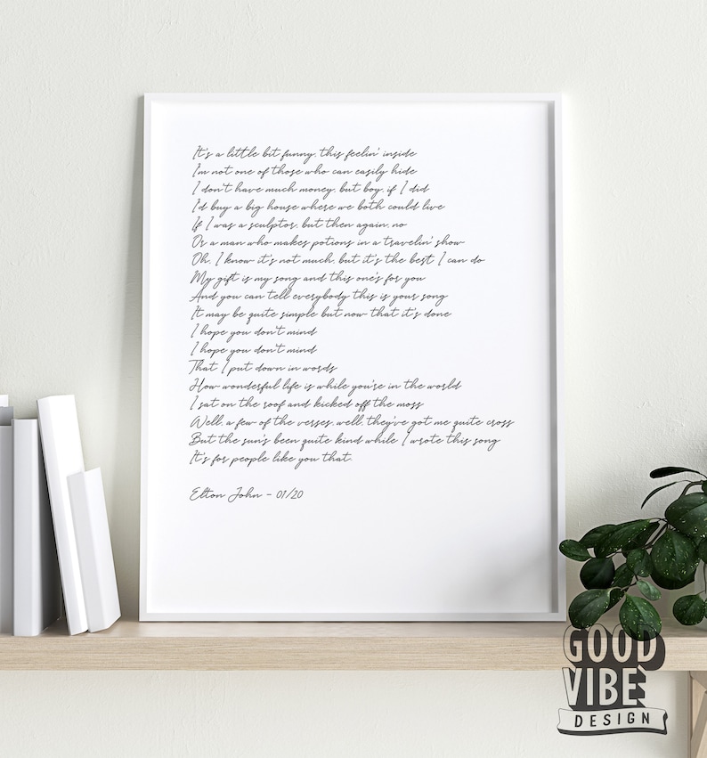 Custom Lyric Poster Custom made Song lyrics art print | Etsy