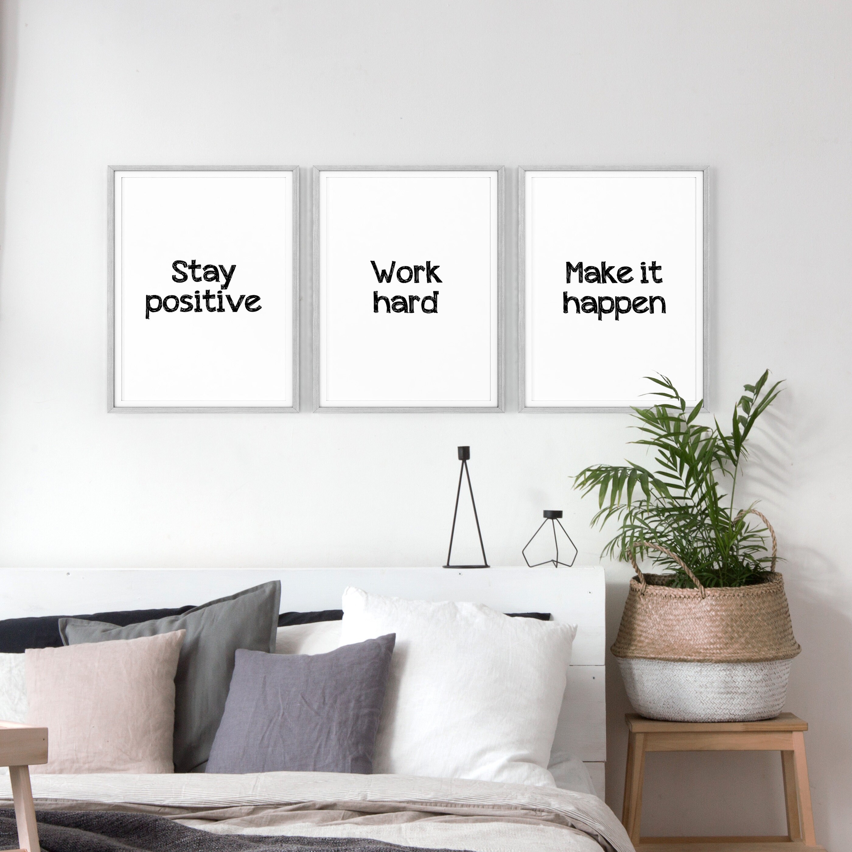 Work Hard Print Stay Positive Poster Make it happen Print | Etsy