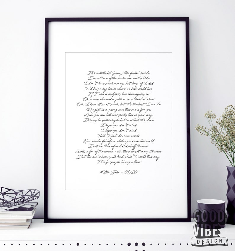 Custom Lyric Poster Custom made Song lyrics art print | Etsy