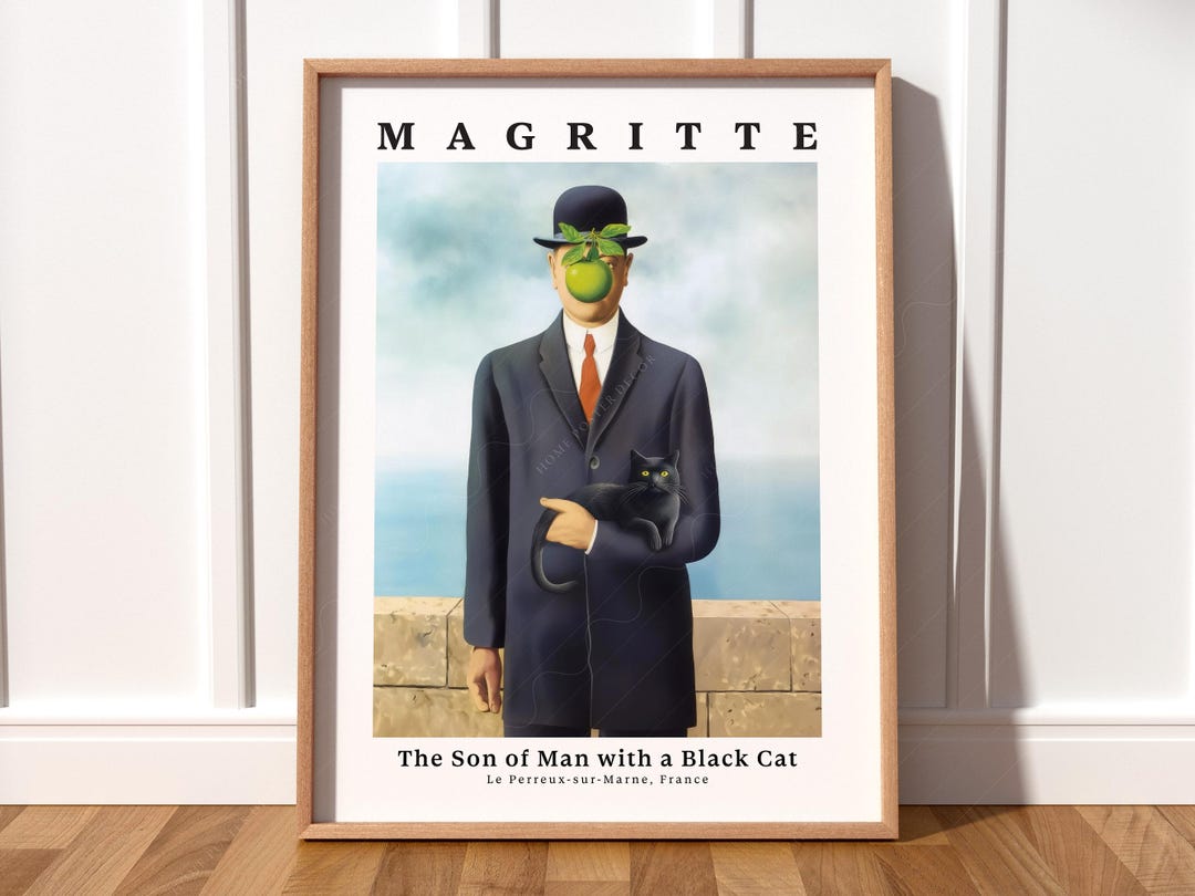 Magritte Cat Print: Funny Wall Decor, Black Cat Gift 36 - Etsy