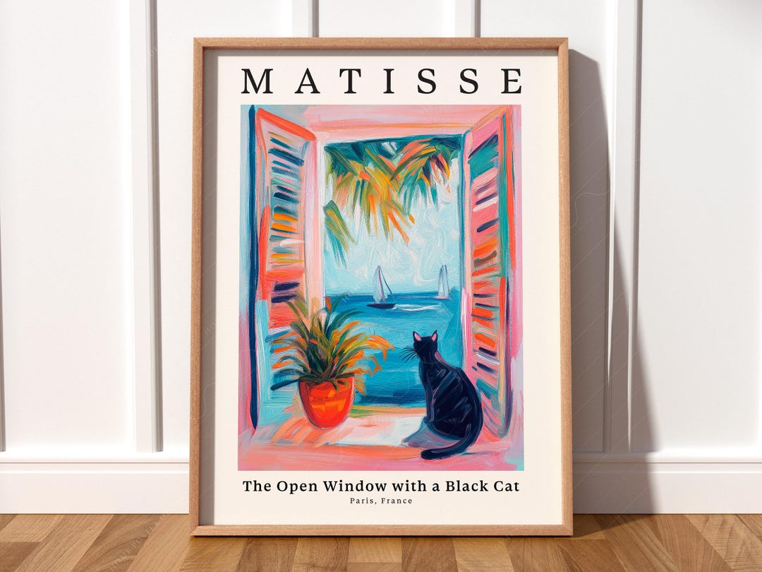 Henri Matisse Open Window Black Cat Dopamine Decor Funny Cat Painting ...