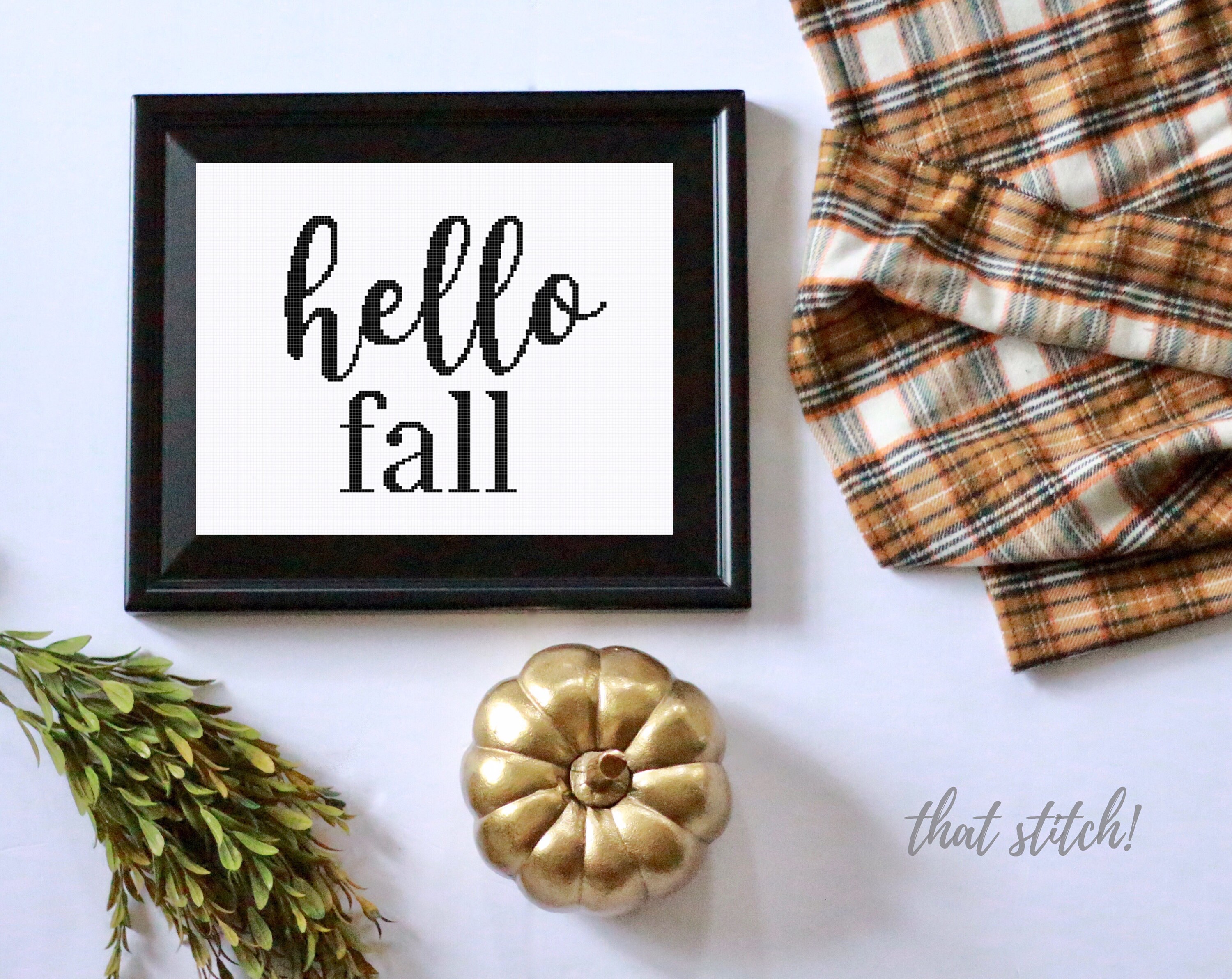 Fall Counted Cross Stitch Pattern, Autumn Cross Stitch Pattern, Hello ...
