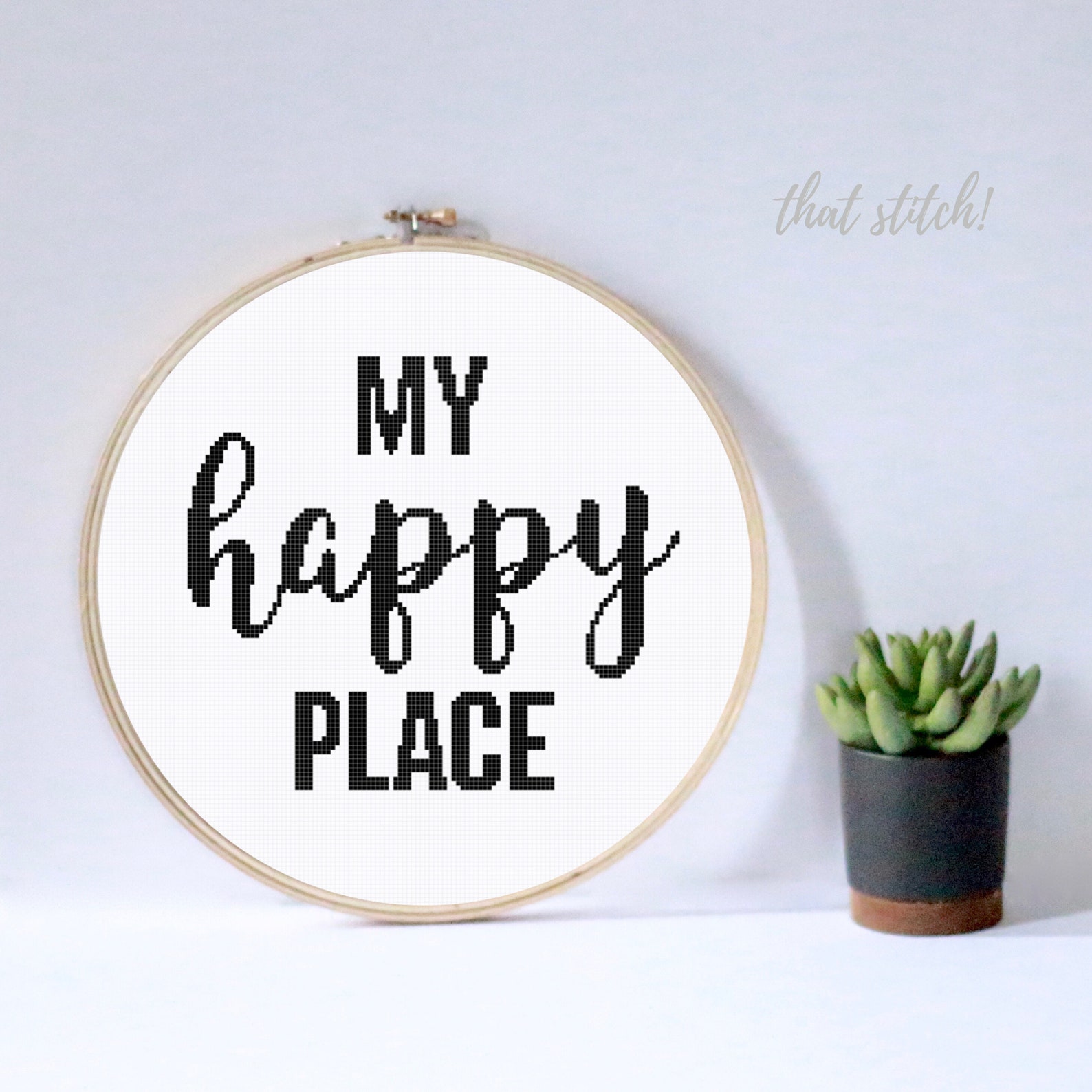 My Happy Place Counted Cross Stitch Pattern Easy Diy Farmhouse Wall ...