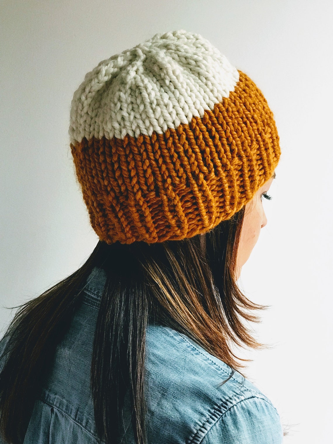 Color Block Hat Knit Hat Two Toned Beanie Ready to Ship - Etsy