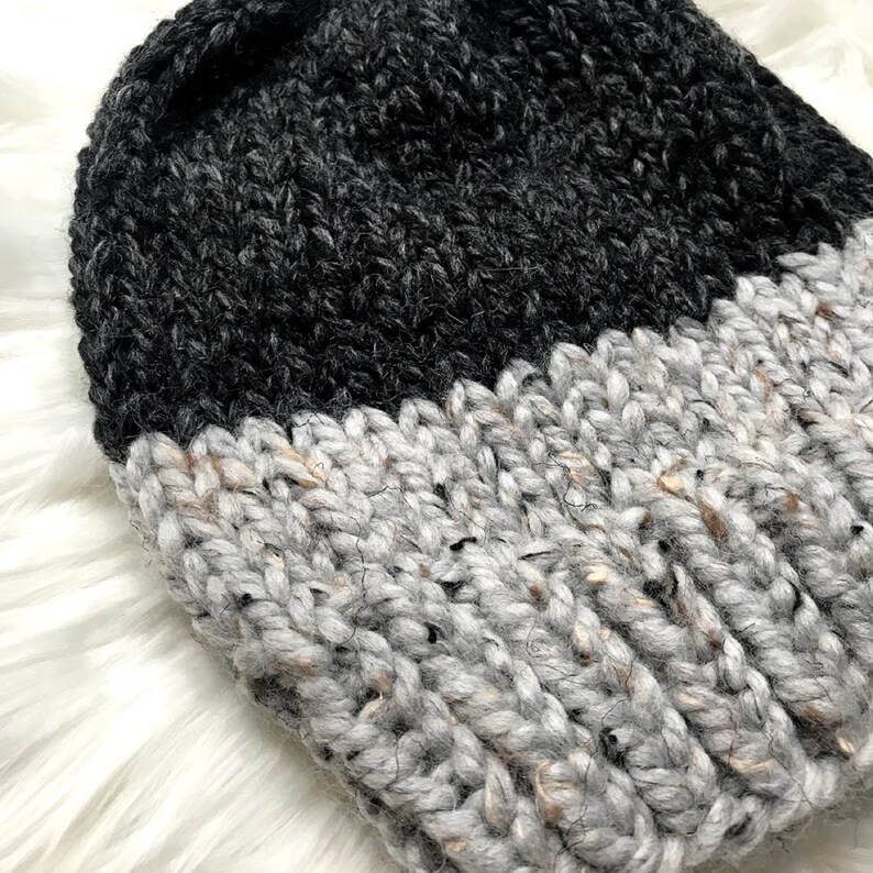 Color Block Hat | Knit Hat | Two Toned Beanie | Ready to Ship - Etsy