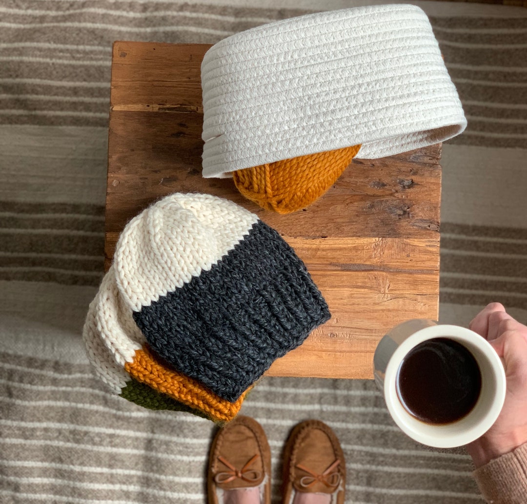 Color Block Hat | Knit Hat | Two Toned Beanie | Ready to Ship - Etsy