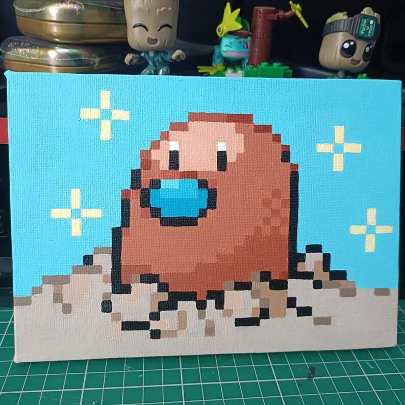 Custom Pokemon Pixel Art Painting Shiny Diglett - Etsy
