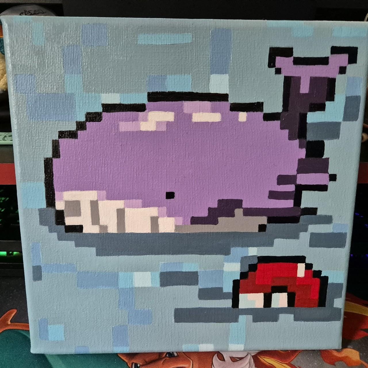 Custom Pokemon Pixel Art Painting Shiny Wailord 8bit Style - Etsy UK