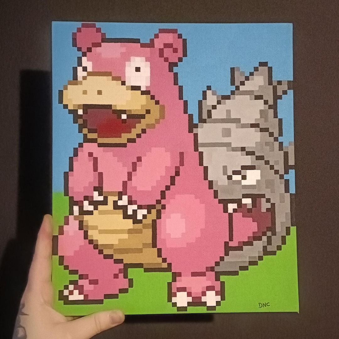 Custom Pixel Art Painting Slowbro Portrait - Etsy