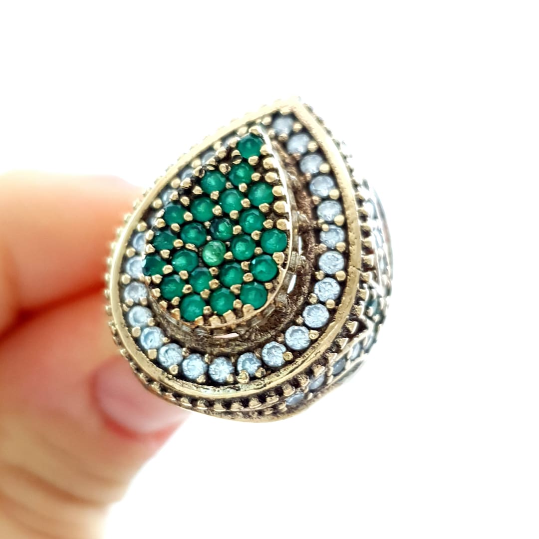Hurrem Sultan Rings, Turkish Jewelry Ring, Emerald Silver Ring, Green ...