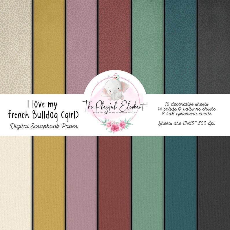 French Bulldog, Girl, Digital Scrapbook Paper - Etsy