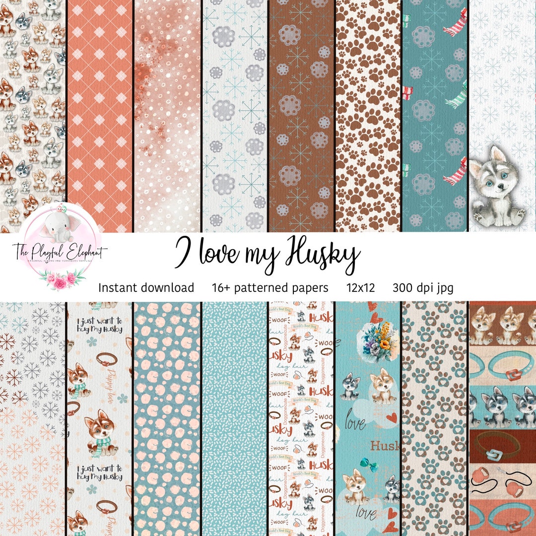 Husky Digital Scrapbook Paper - Etsy