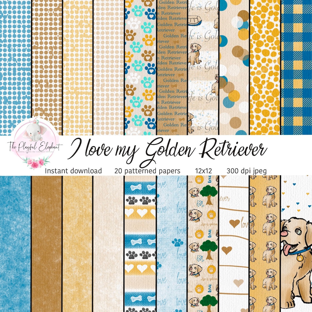 Golden Retriever Digital Scrapbook Paper - Etsy