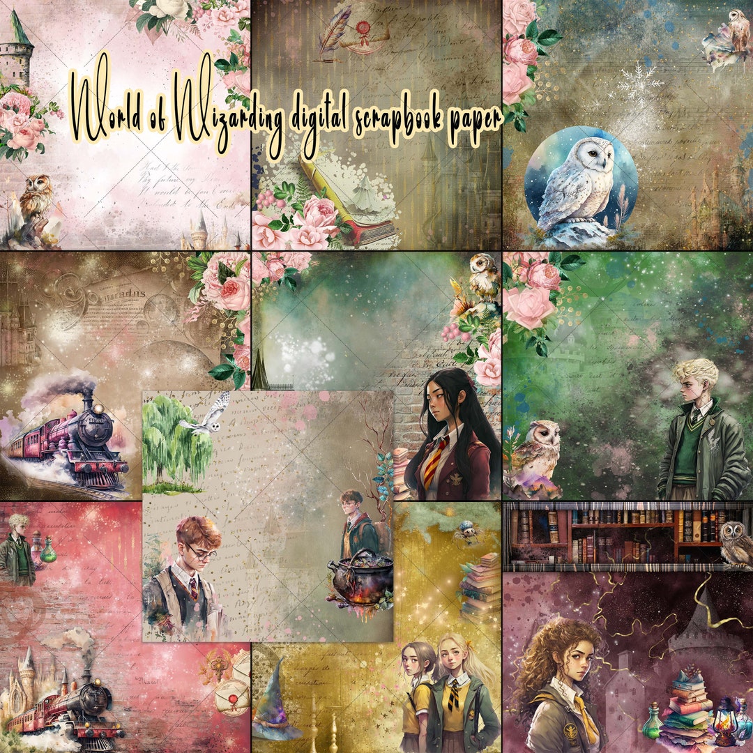 World of Wizarding, Digital Scrapbook Paper - Etsy