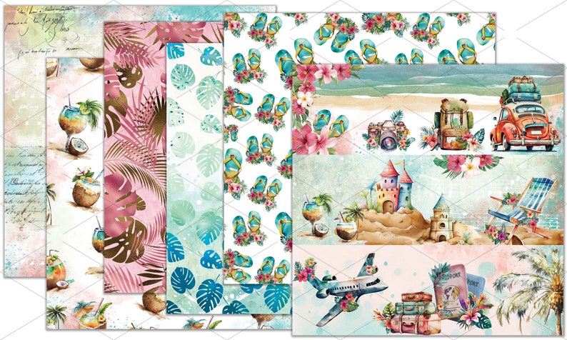 Tropical Beach, Digital Scrapbook Paper - Etsy