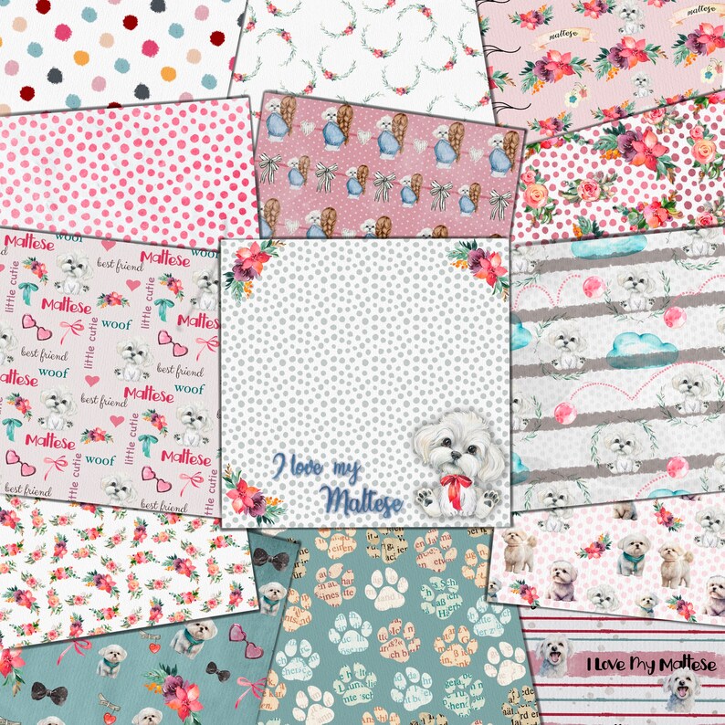 Maltese Digital Scrapbook Paper - Etsy