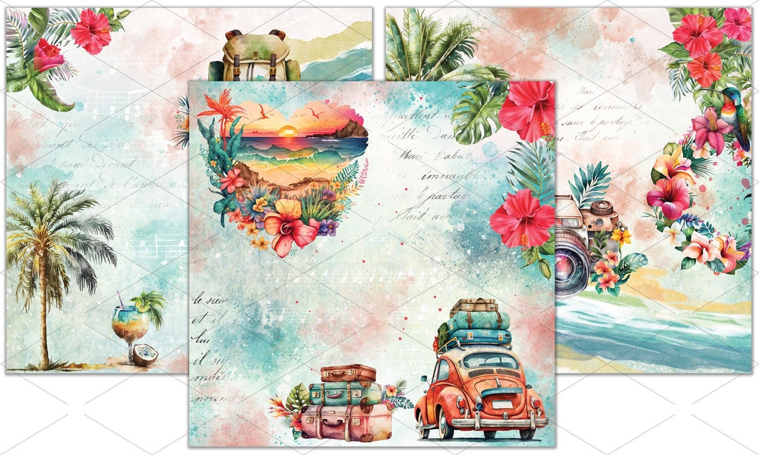 Tropical Beach, Digital Scrapbook Paper - Etsy