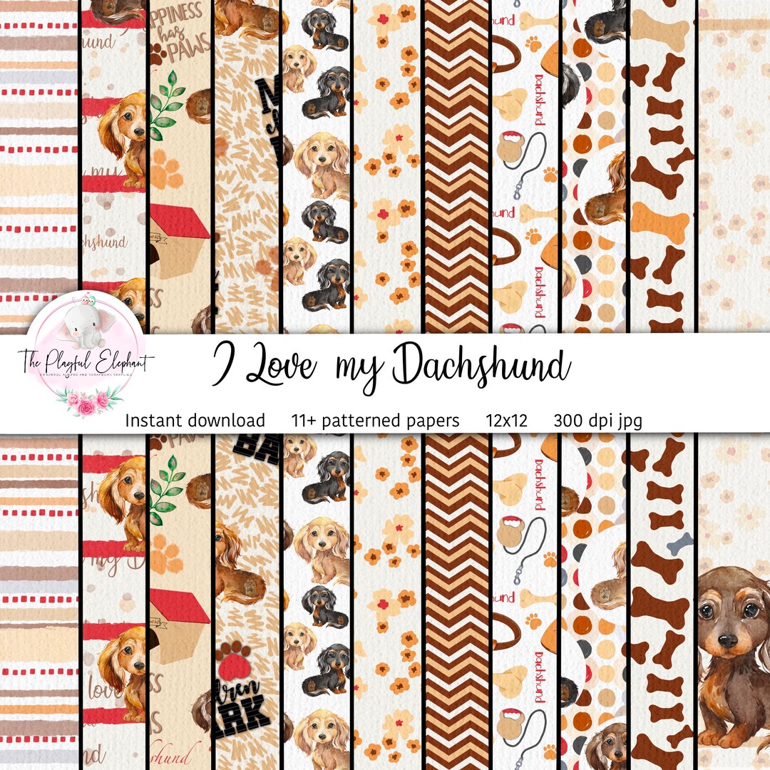Dachshund Digital Scrapbook Paper - Etsy