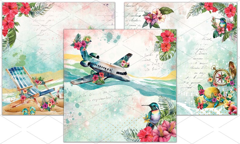 Tropical Beach, Digital Scrapbook Paper - Etsy