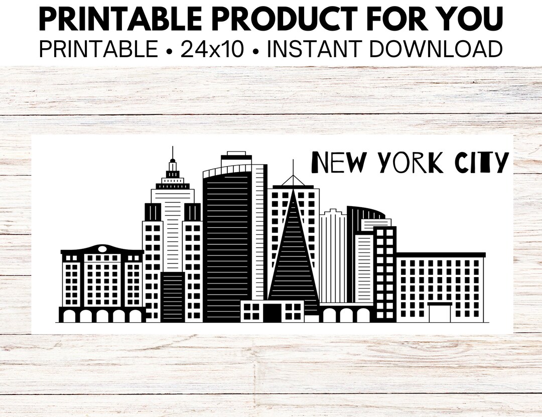 New York City Skyline Printable, Digital Download, Art Print, Wall Art ...
