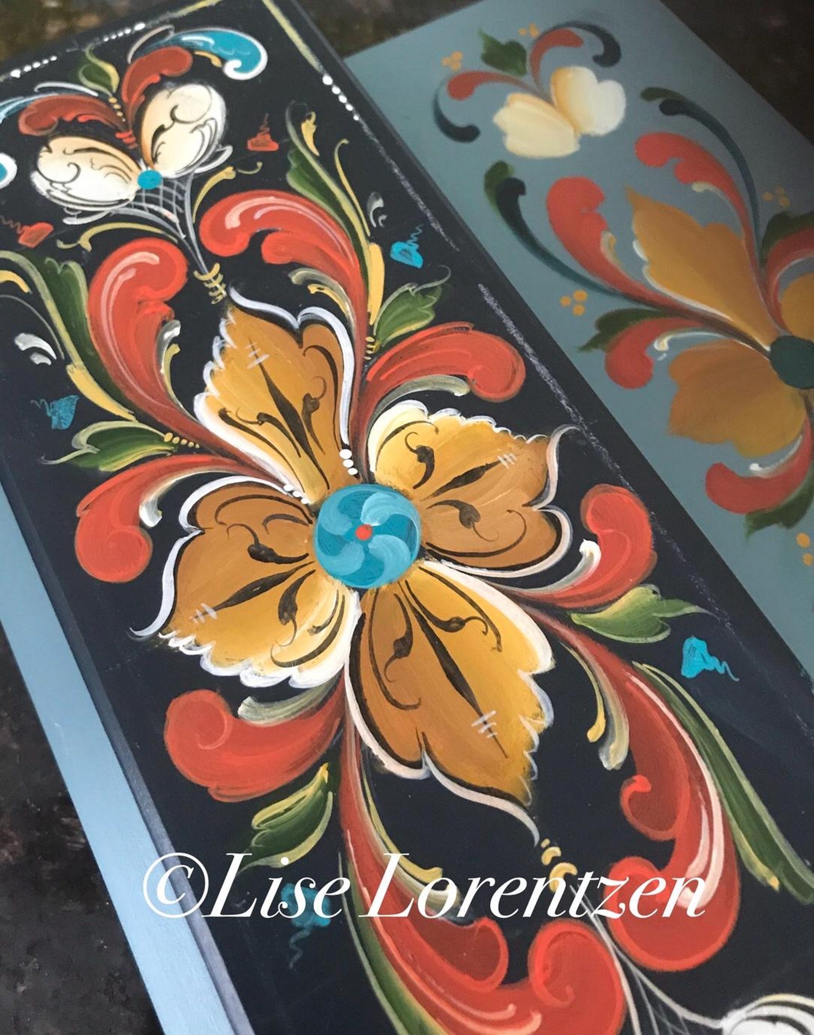 Rosemaling Painting Pattern: Hallingdal Bombay Trinket Box (PDF Pattern ...