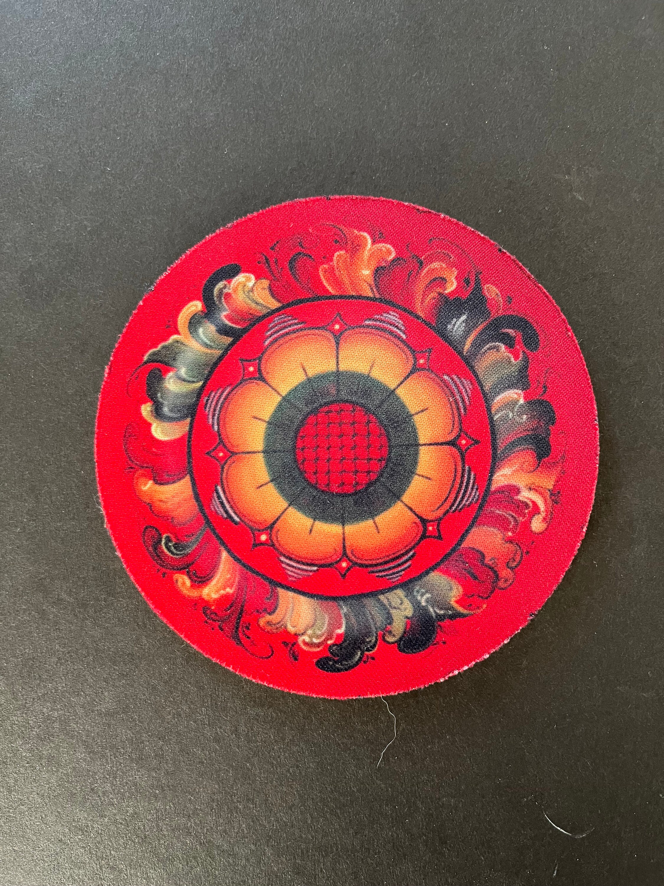 Rosemaling Round Neoprene Coasters, Norwegian Folk Art - Etsy