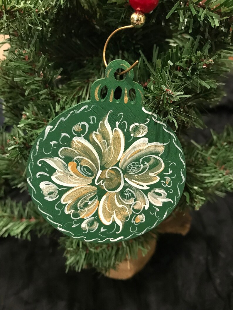 Rosemaled Wooden Round Ornaments Handpainted Choose From - Etsy