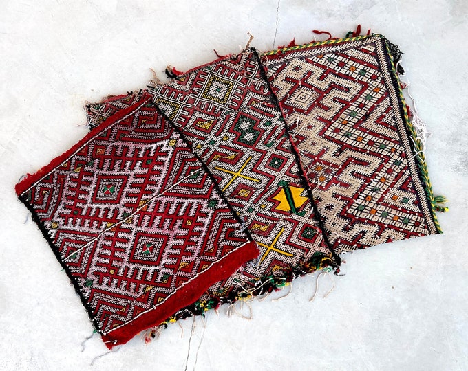 Moroccan Textile Remnants, Three Pieces of Moroccan Textile, Moroccan ...