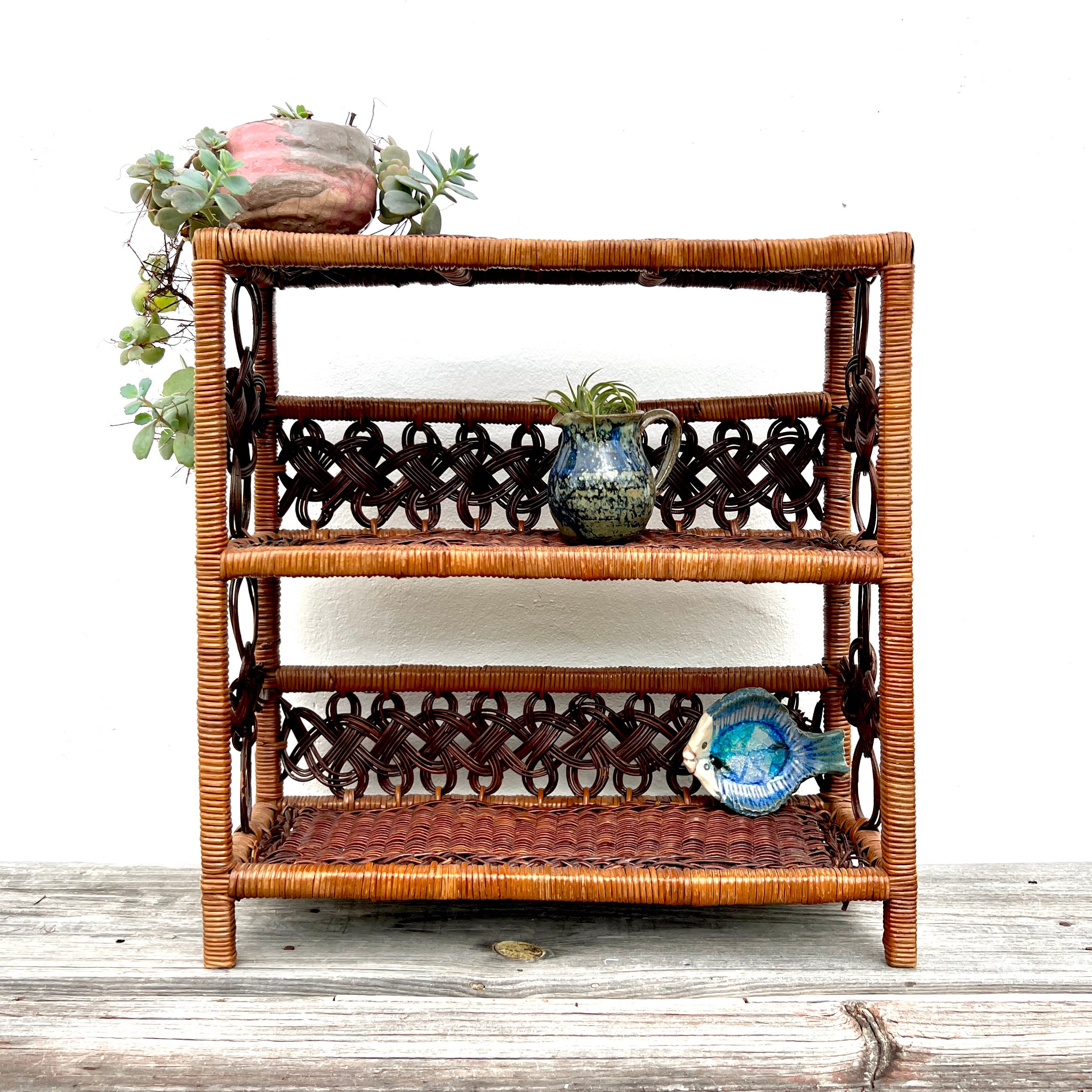 Small Vintage Rattan Shelf, Rattan Shelf, Rattan Rack, Small Shelf ...