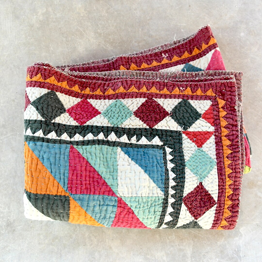 Vintage Sindhi Ralli, Sindhi Ralli, Ralli Quilt, Kantha Quilt, Kantha ...