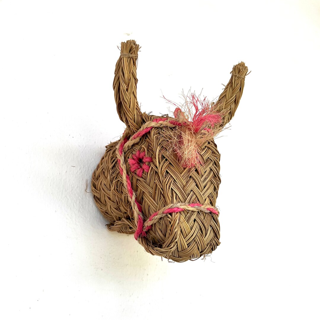Donkey Head, Size S, Rattan Donkey Head, False Animal Trophy, Faux ...