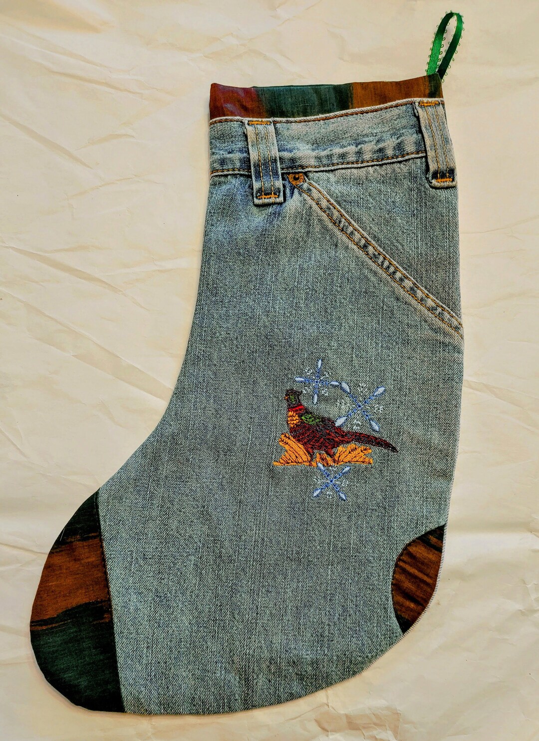 Christmas Stocking With Embroidered Pheasant - Etsy