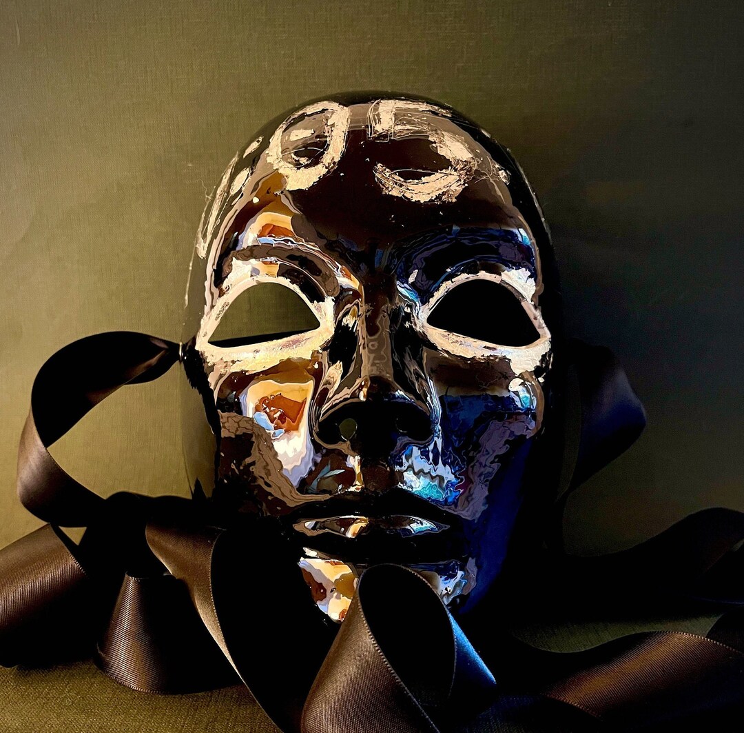 3 Body Problem Masquerade Mask for Men. Hand Painted Black Halloween ...