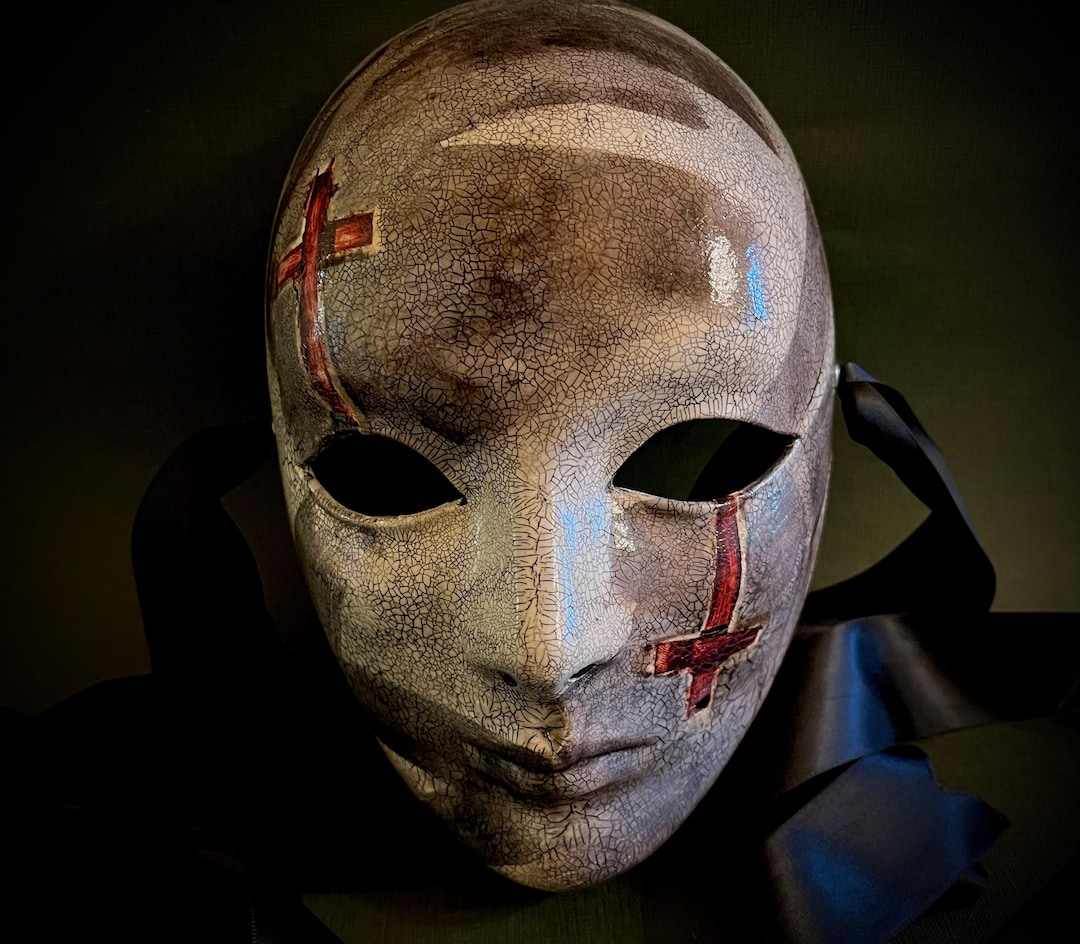 Masquerade Mask for Men With Crucifix. Scary Hand Painted Blood ...