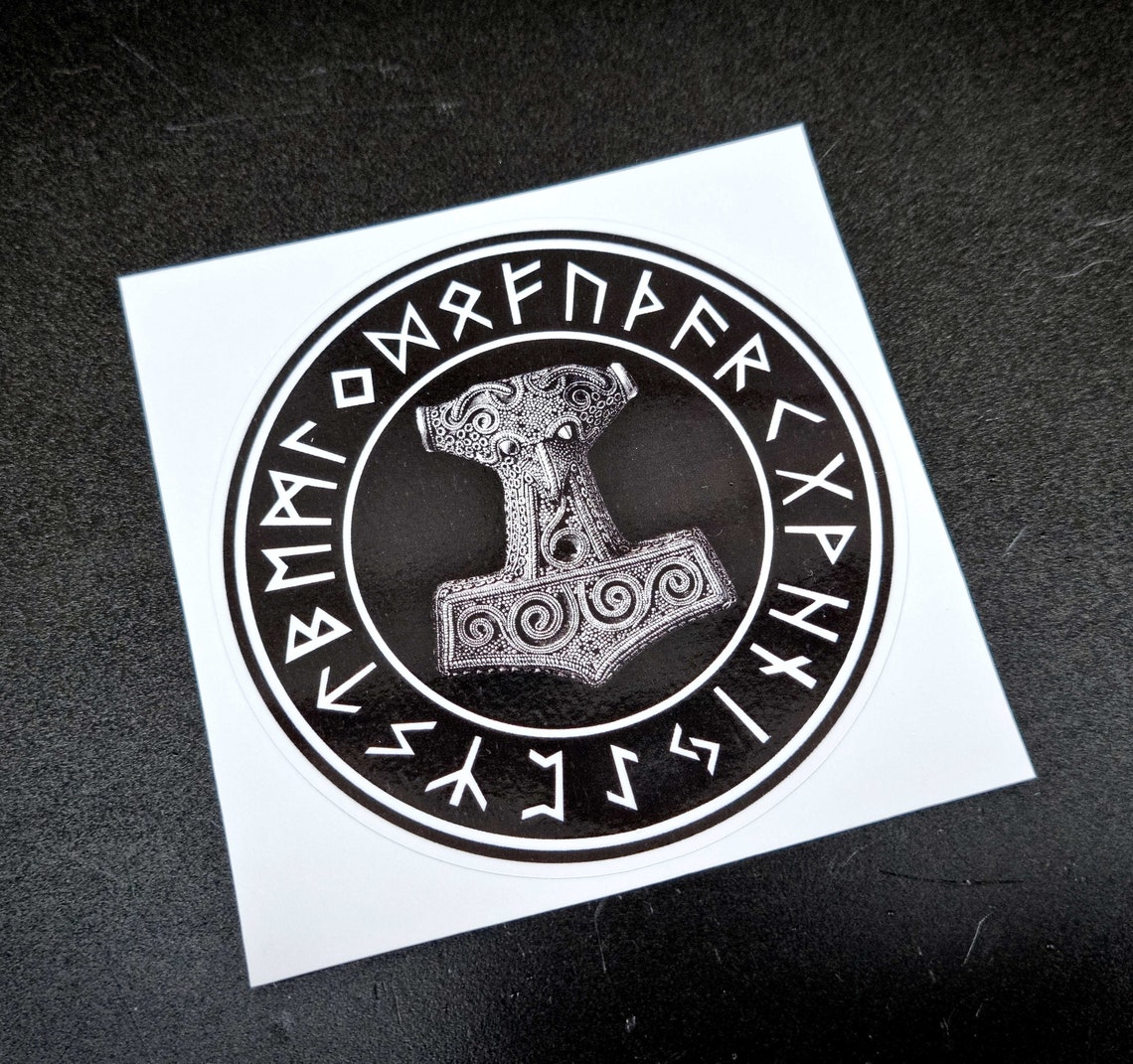 Precut Viking Mjolnir Rune Circle Sticker / Decal Thors | Etsy
