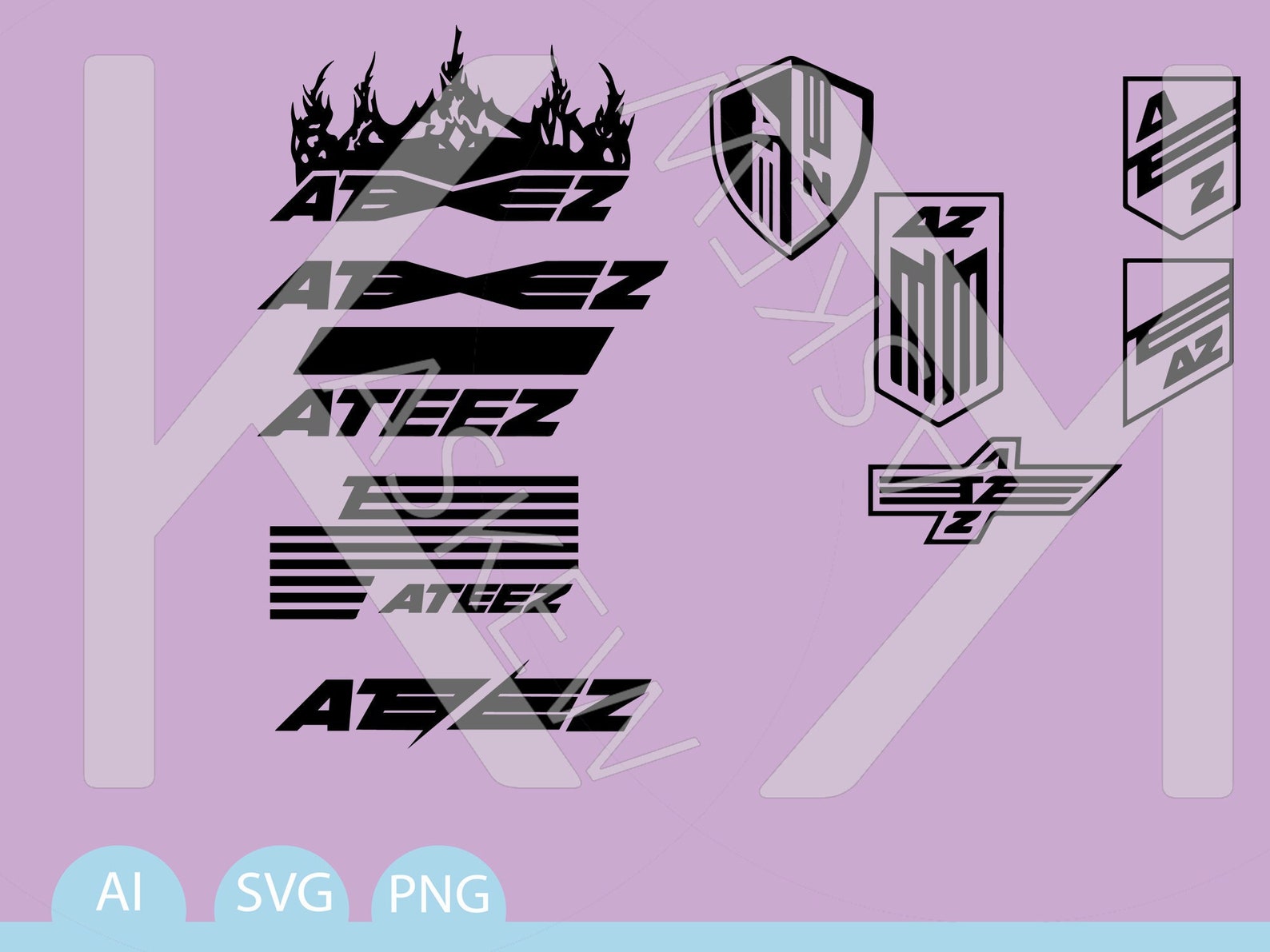 Ateez Kpop Logos Svg Png Ai - Etsy