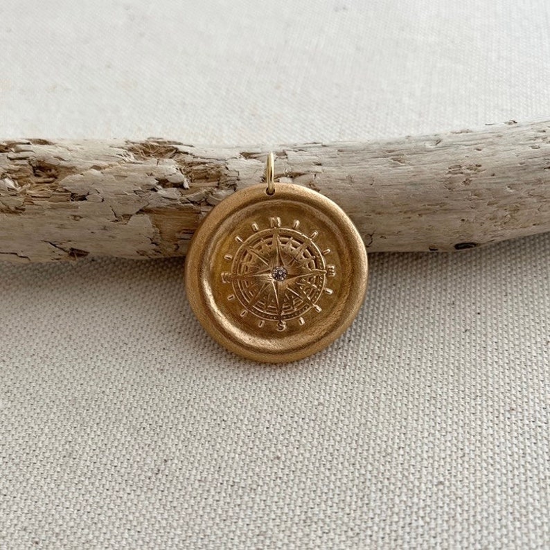 Compass, Bronze Compass Wax Seal Stamp Pendant, Metal Clay Jewelry - Etsy