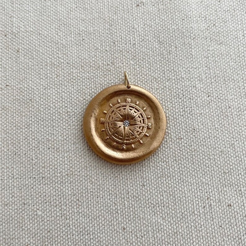 Compass, Bronze Compass Wax Seal Stamp Pendant, Metal Clay Jewelry - Etsy